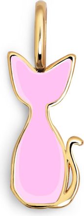 Singularu Salem Katze Emaille rosa Charm. Messing mit 18 Kt Vergoldeter Beschichtung und Emaille. Schmuck f&uuml;r Damen