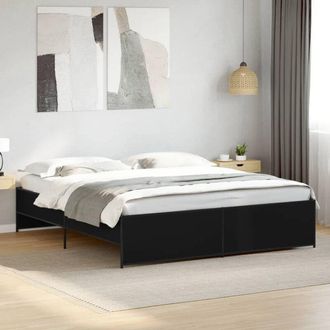 vidaXL Bettgestell Schwarz 180x200 cm Holzwerkstoff und Metall Vidaxl