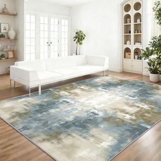 Generic Tapis de Salon Chambre Salle &agrave; Manger Adulte Bureau Design Art R&eacute;tro Abstrait Poil Court Fin Doux L&eacute;ger R&eacute;sistant 140 x 200 cm, Brun