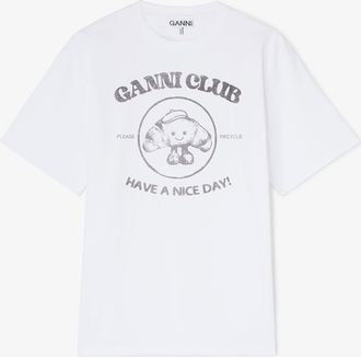 Ganni T-shirt blanc Paris Club Coton Biologique - Taille M - Pour Femme