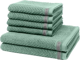 ROSS 6 teiliges Frottier-Set - Smart (4 X Handtuch 2 X Duschtuch im Set) - 520 g/m2 - Baumwolle - Frottee - saugstark - weich und flauschig - Schilf