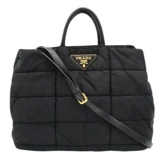 Prada Pre-owned Sac Cabas 2-en-1 en Nylon et Cuir Verni avec Logo Triangle - Femme - Pre-owned - Noir - Taille: ONE Size