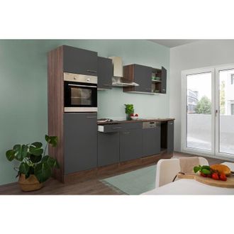 Respekta K&uuml;che K&uuml;chenzeile Leerblock Einbauk&uuml;che Eiche York Grau Oliver 280 cm Respekta