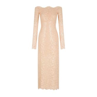 Paco Rabanne Midi-Spitzenkleid mit Strasssteinen - - Dresses - Damen - Beige - S