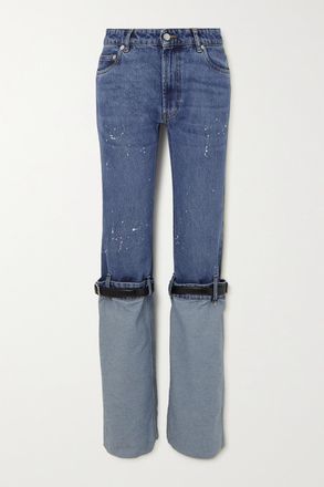 Coperni Hybrid Halbhohe Jeans Mit Geradem Bein Und G&uuml;rtel In Distressed-optik - Blau