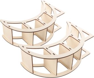 Cabilock 2 Stück Teiliges Holzregal Mondform Kreatives Altar Wanddekor Kleines Mondregal als Wohn Schlaf Arbeitszimmer Dekoration Rustikale Holzoptik Vielseiti