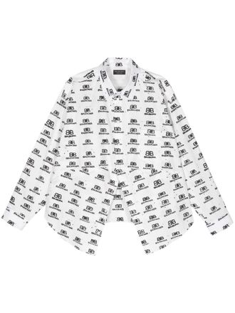 Balenciaga chemise &agrave; logo imprim&eacute; - Blanc