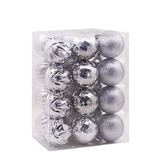 Hallmark Weihnachtskugeln, Silber, 24 St&uuml;ck, Weihnachtskugeln, bruchsicher