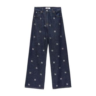 Msgm Wide-Leg-Jeans mit TheMwave-Motiv - - Jeans - Damen - Blau - M
