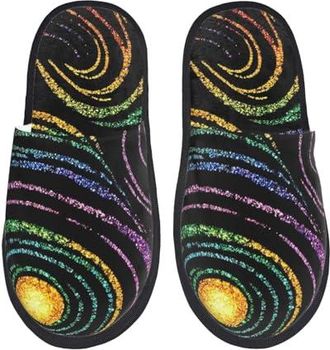 Generic Paillettes Arc-En-Ciel 1 Homme Femme Chaussures De Maison Confortable Slippers Antid&eacute;rapantes Chaussons Pour Int&eacute;rieur Hiver Ext&eacute;rieur L