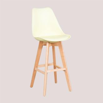 Sklum 2er-Pack hohe Hocker 75 cm mit Kissen in Kunstleder Nordic Mousse Zitrone