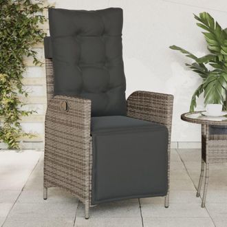 vidaXL Vidaxl - Chaise inclinable de jardin et repose-pied gris r&eacute;sine tress&eacute;e
