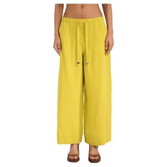 Max Mara Malizia Leinen-Canvas-Hose - - Trousers - Damen - Gelb - M