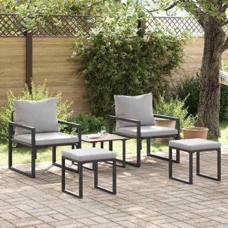 vidaXL Vidaxl - Ensemble de canap&eacute; de jardin 4 pcs Noir 61 x 72,5 x 71 cm Acier