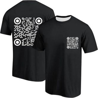 Generic T Shirt Homme T-shirt Col Rond Imprim&eacute; Code QR Manches Courtes D&eacute;contract&eacute; Tendance D&eacute;contract&eacute; Confortable T-shirt de Sport, Noir, 3XL
