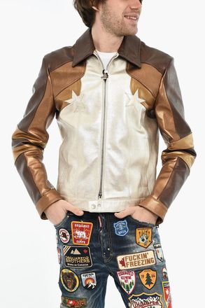 Dsquared2 Color-block Metallic Leather Jacket Dsquared2