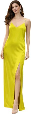 Simona Corsellini Femme, Robes, Jaune, Taille: 36 FR Longue Robe Satin&eacute;e avec Col en V