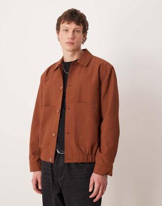 Asos Strukturierte Harrington-Jacke in Rostrot