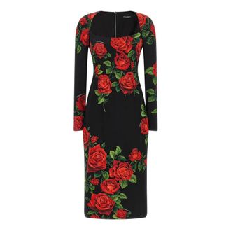 Dolce & Gabbana Rosenprint-Charmeuse-Midikleid - - Dresses - Damen - Mehrfarbig - L