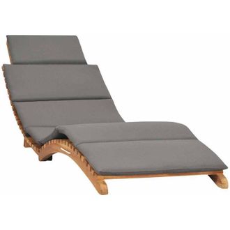 vidaXL Vidaxl - Chaise longue pliable avec coussin gris fonc&eacute; Bois de teck