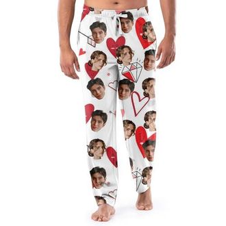 Generic Pantalon de pyjama personnalis&eacute; pour homme et femme avec cordon de serrage et poche, cadeaux personnalis&eacute;s pour amoureux, papa, maman, famille, 1-Bord