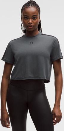 lululemon T-Shirt court dentra&icirc;nement en jersey Floqu&eacute; pour Femmes - Gris - Taille 10