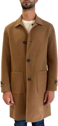 Eleventy Homme, Manteaux, Brun, Taille: L Manteau crois&eacute; r&eacute;versible