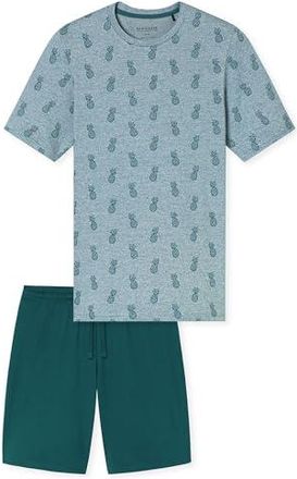 Schiesser Pyjama 955 pour homme - Court - Coton &eacute;lastique - Motif ray&eacute; - Confortable - V&ecirc;tement de nuit, Pyjama 955 vert, 50