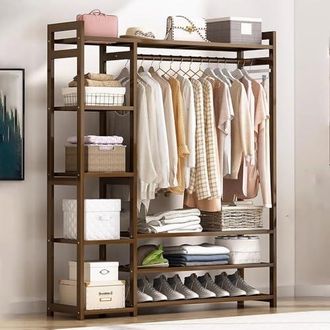 Generic Armoire ouverte en bambou avec 13 &eacute;tag&egrave;res de rangement pour ranger les serviettes, les chaussures et les bo&icirc;tes, id&eacute;al pour la chambre &agrave; coucher et l