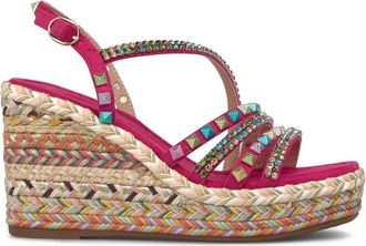 Alma En Pena Alma EN Pena, Femme, Chaussures, Rose, Taille: 38 EU Espadrilles compens&eacute;es &agrave; plateforme avec triple bride et clous
