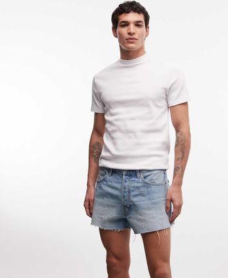 Weekday Short en jean ultra court - Bleu d&eacute;lav&eacute;
