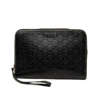 Gucci Sac pochette en cuir gaufr&eacute; Pre-owned - Femme - Pre-owned - Noir - Taille: ONE Size