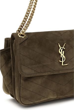 Saint Laurent Womens Shoulder Bag Niki Tripouch Light Musk Suede