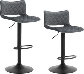 Woltu Lot de 2 Tabourets de Bar Pivotants, Tabouret Bar Réglable en Hauteur, Tabouret de Salle à Manger avec Repose-Pieds,Base Évasée, Chaise de Bar en Velo