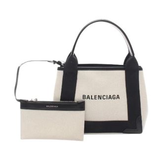 Balenciaga Pre-owned Navy Cabas Leder Canvas Handtasche - - Pre-owned - Damen - Beige - ONE SIZE