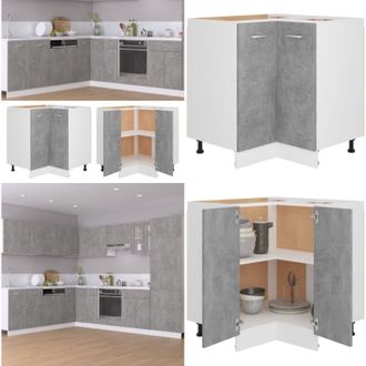 vidaXL Eckunterschrank Betongrau 75,5x75,5x81,5 cm Holzwerkstoff - K&uuml;chenm&ouml;bel - Eckschr&auml;nke - Holzschrank - Betonschwarz - Wohnaccessoires - Home & Living