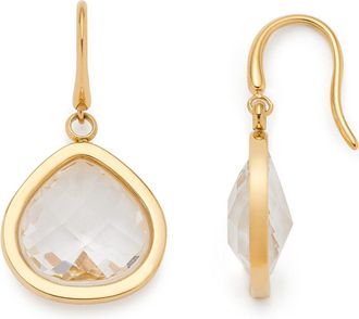 Leonardo Ohrringe Juvinga - 1 Paar Ohrhänger aus goldfarbenem Edelstahl - klarer Glasstein in abgerundeter Dreiecksform - Schmuck Geschenk für Frauen - 025683