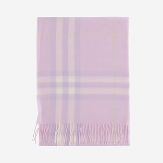 Burberry Womens Cashmere Scarf With Check Pattern Pink Scarfs