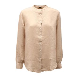 Fay Leinenhemd mit Mandarin-Kragen - - Blouses & Shirts - Damen - Beige - M
