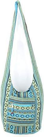 Loud Elephant Sac à bandoulière en toile à motif losanges - 100 % coton, fermeture éclair principale, poches intérieures et extérieures, léger pour tous les jours, 