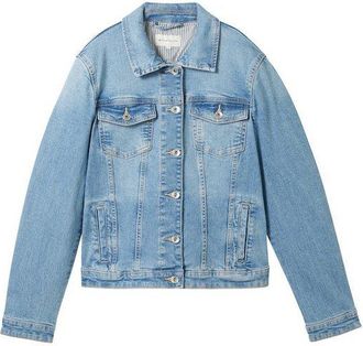 Tom Tailor Jeansjacke Hemdjacke Lang&auml;rmlig mit Kentkragen und Knopfleiste