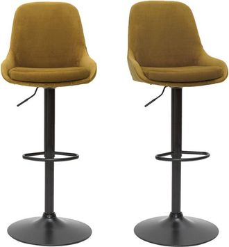 Miliboo Miliboo - Tabourets de bar design réglables velours bronze (lot de 2) holo