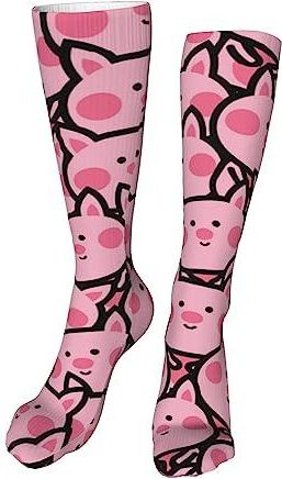 AOOEDM Chaussettes dimpression de cochon animal mignon Chaussettes hautes au genou Chaussettes de course à compression Compression Chaussettes longues de spo