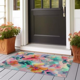 Generic Multicolore Tapis Doux et Moelleux, Aquarelle Florale Douce Tapis Design &agrave; Poil Ras Doux pour Salle &agrave; Manger Chambre Adulte et Ado 140 x 200 cm