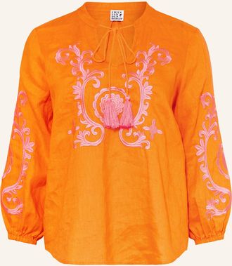 Emily van den Bergh Emily Van Den Bergh Blusenshirt Aus Leinen Mit 3/4-Arm orange