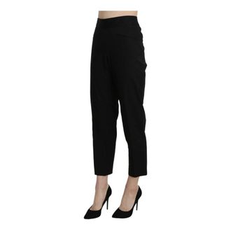 Bencivenga Schwarze Logo Detail Cropped Hose - - Trousers - Damen - Schwarzk - M