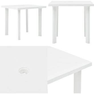 vidaXL Table de jardin Blanc 80x75x72 cm Plastique - Table De Jardin - Table Ext&eacute;rieure - Table Pliante - Mobilier De Jardin - Terrasse - Home & Living