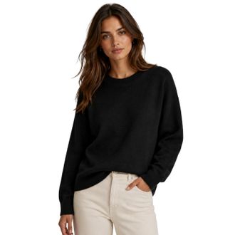 Vero Moda Jack Emily Pullover Top f&uuml;r Damen, Jerseyware (Schwarz)