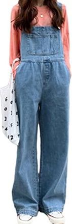 Minetom Combinaison Femme Salopette en Jeans Slim Jumpsuit Pantalon Casual Salopette à Bretelles en Denim avec Poches D Bleu L