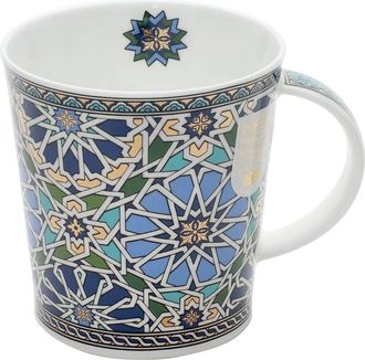 Dunoon Scheich-Mandala-Tattoo aus Knochenporzellan, Hellblau